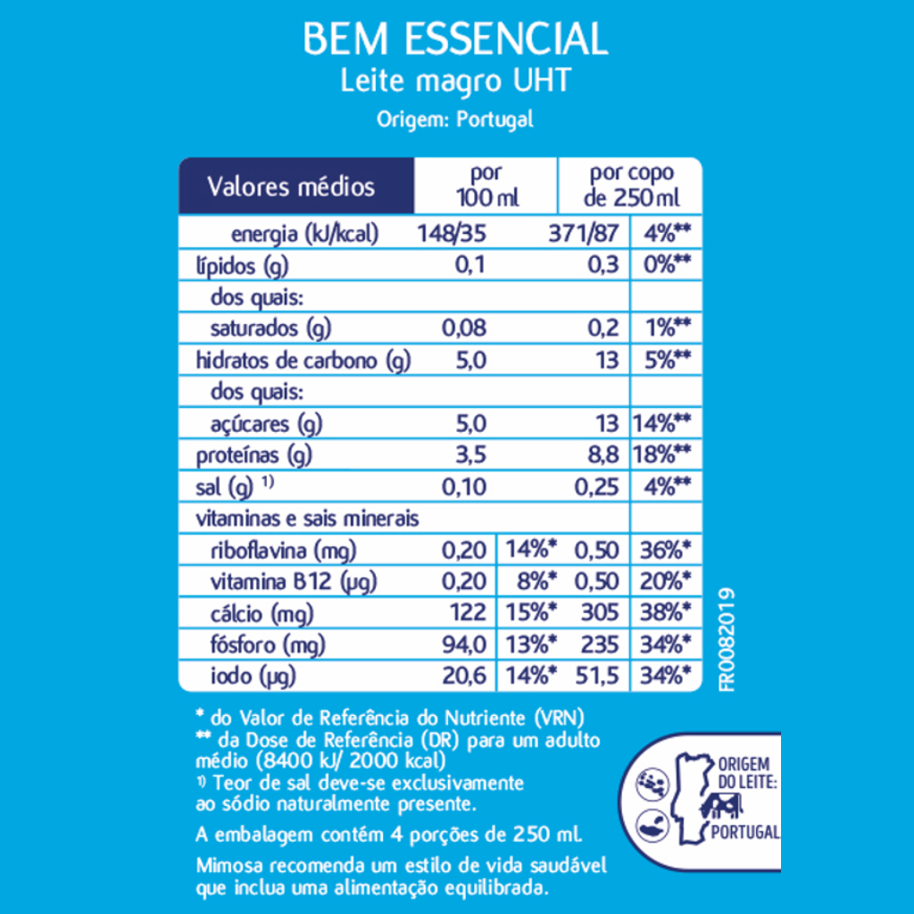 Leite UHT Magro Mimosa 1L – Gostomais