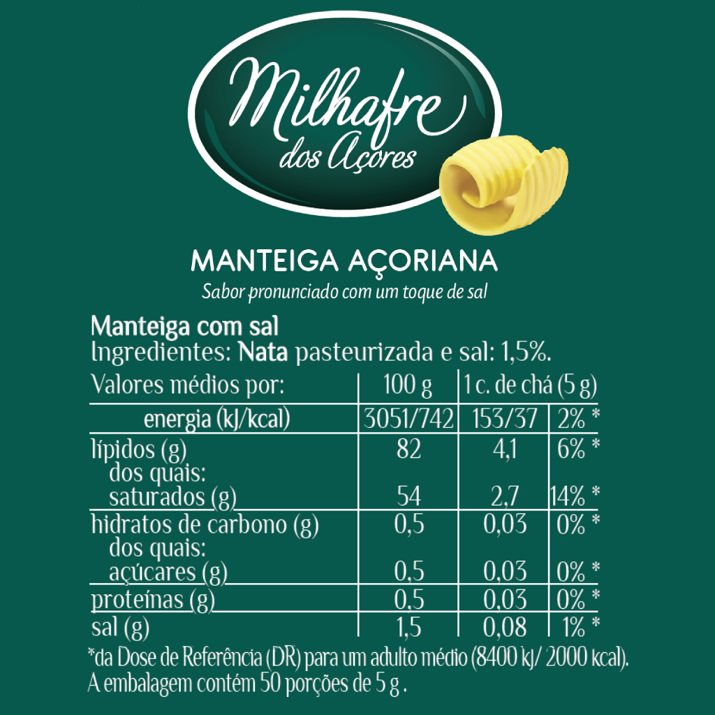 Manteiga c/ Sal Milhafre 250g – Gostomais